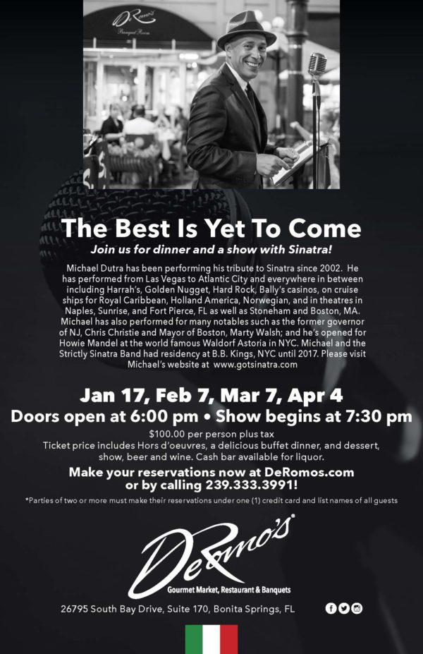 Dinner and a Show with Sinatra featuring Michael Dutra (1/17/23 ...