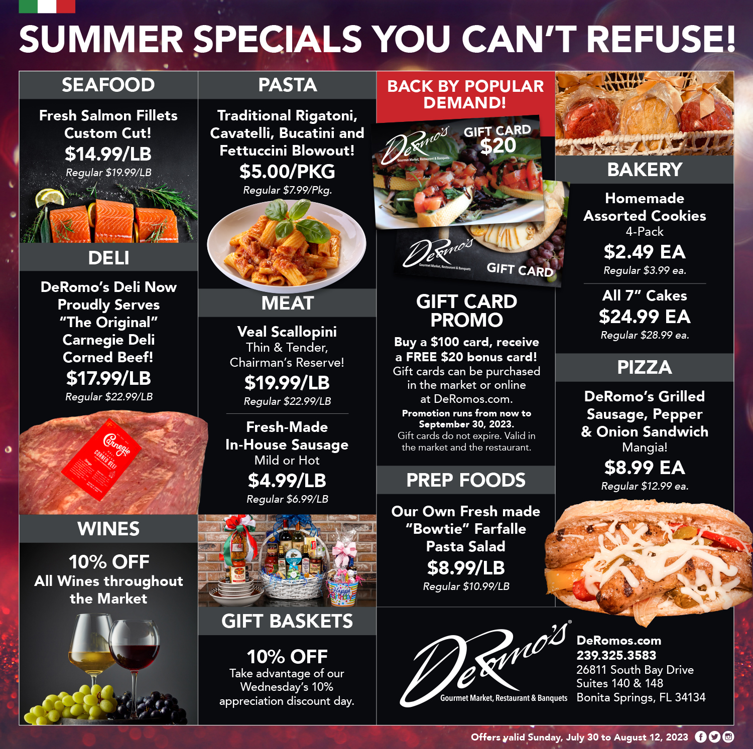 DEROMO’S GOURMET MARKET SALES FLYER (VALID 7/30/23 – 8/12/23) | DeRomo ...